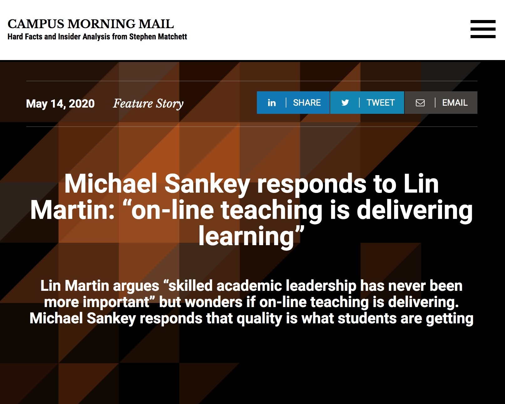 Michael Sankey responds to Lin Martin: “o...