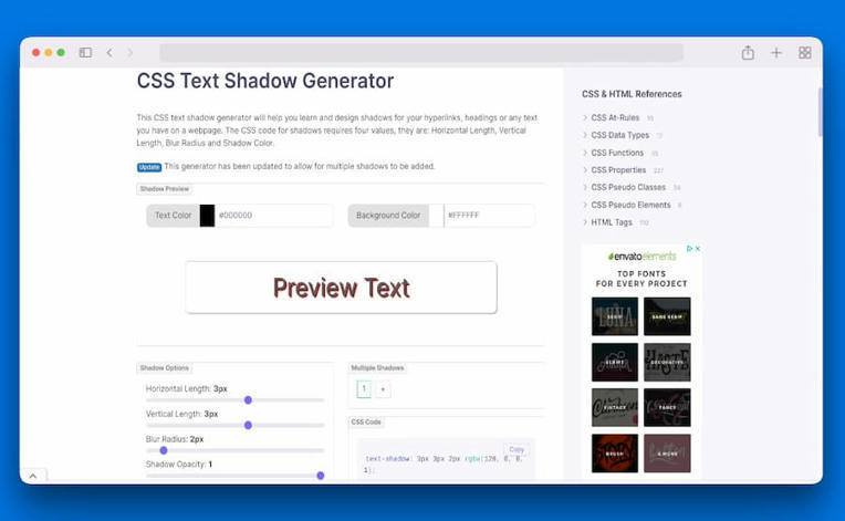 CSS Text Shadow Generator: generar sombras de t...